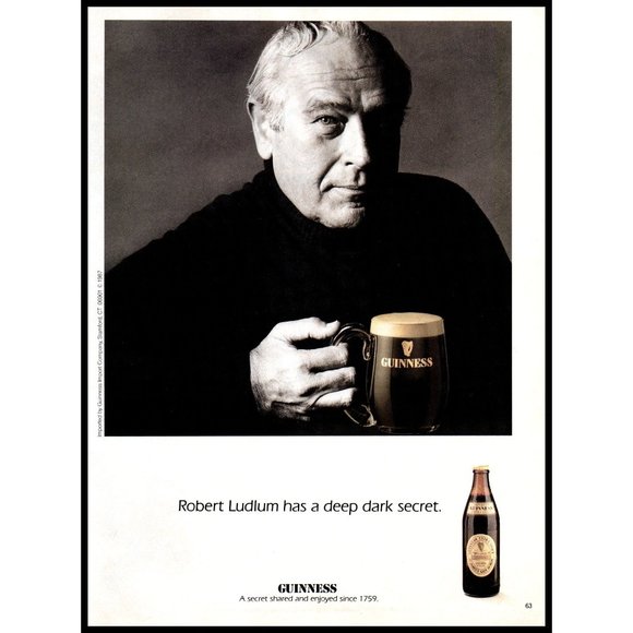 Guiness | Art | 987 Guinness Stout Beer Vintage Print Ad Robert Ludlum ...
